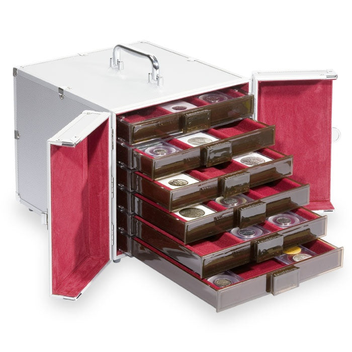 CARGO MB10 Aluminum Coin Case with 6 Coin Boxes for certified coin hol ...